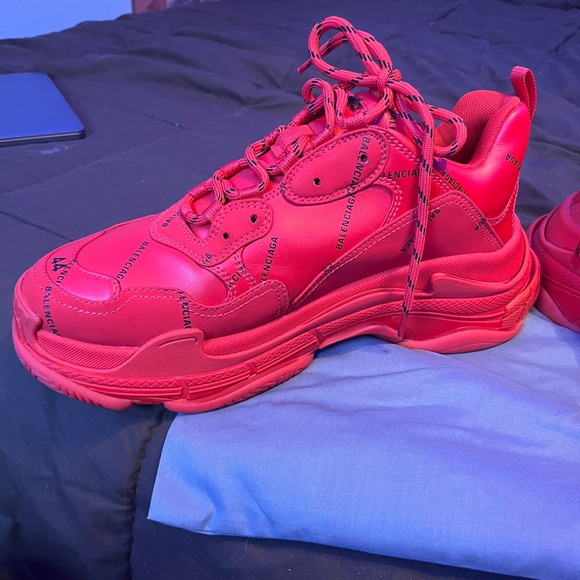 Balenciaga | Shoes | Balenciaga Mens Triple S Red Sneakers | Poshmark